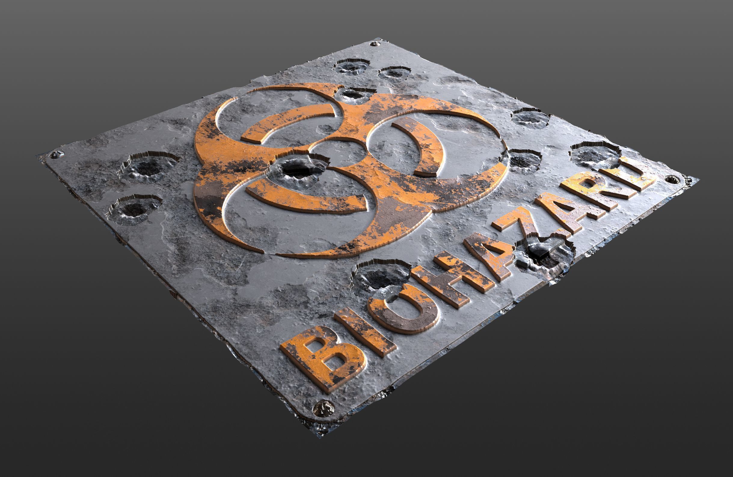 Metal biohazard Sign Sci-Fi Bullet Holes Seamless PBR Texture Texture ...