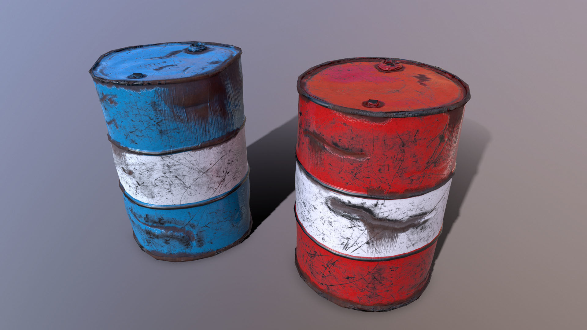 3D model Metal Barrels low poly Game ready PBR VR / AR / low-poly ...