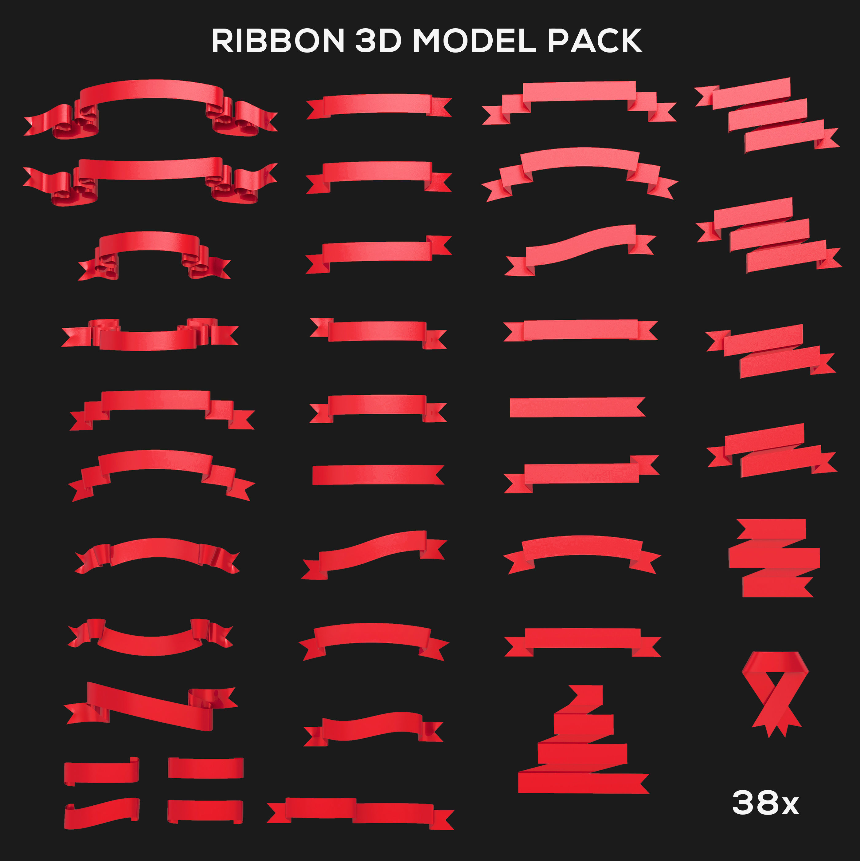 Ribbon 3D model pack 3D model | CGTrader