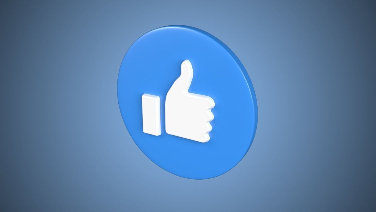 Facebook like button 3D model Vray Ready Game Ready free VR / AR / low ...
