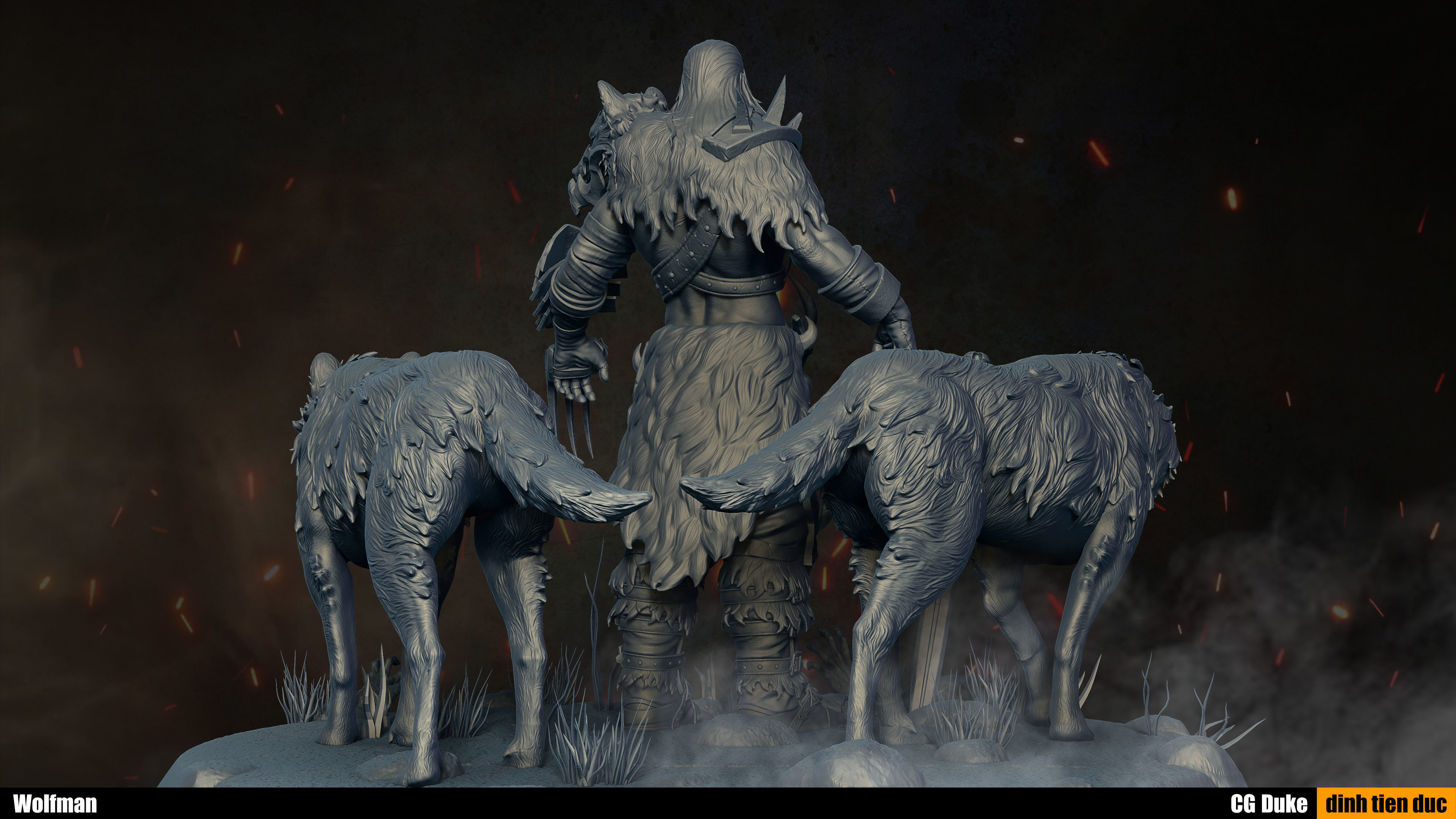 Wolfman statue of man 3D model | CGTrader
