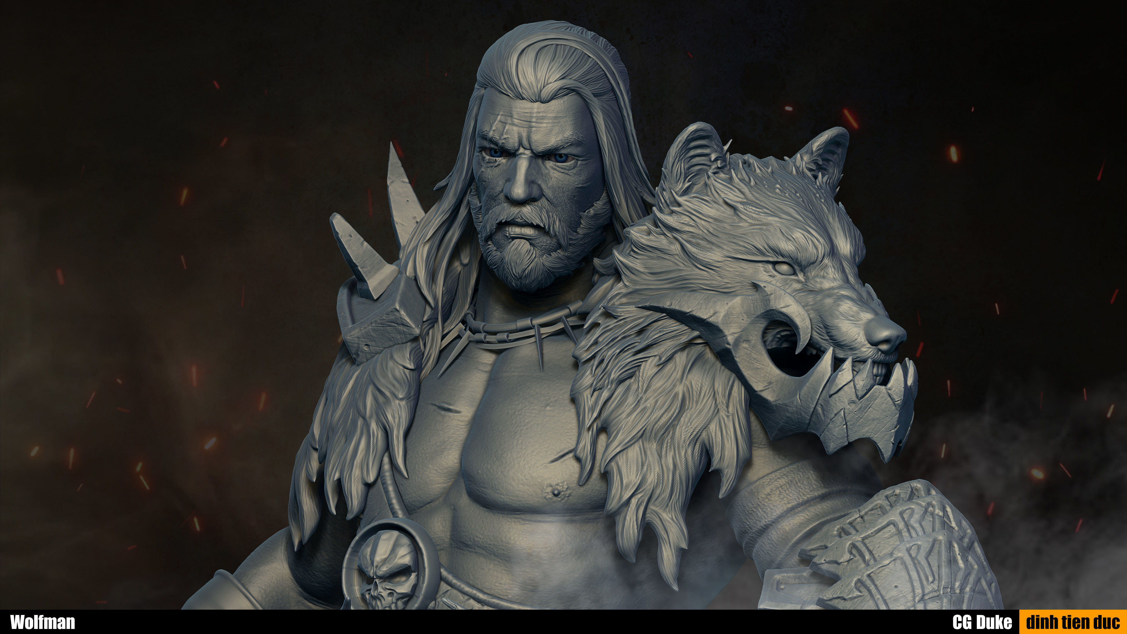 Wolfman statue of man 3D model | CGTrader