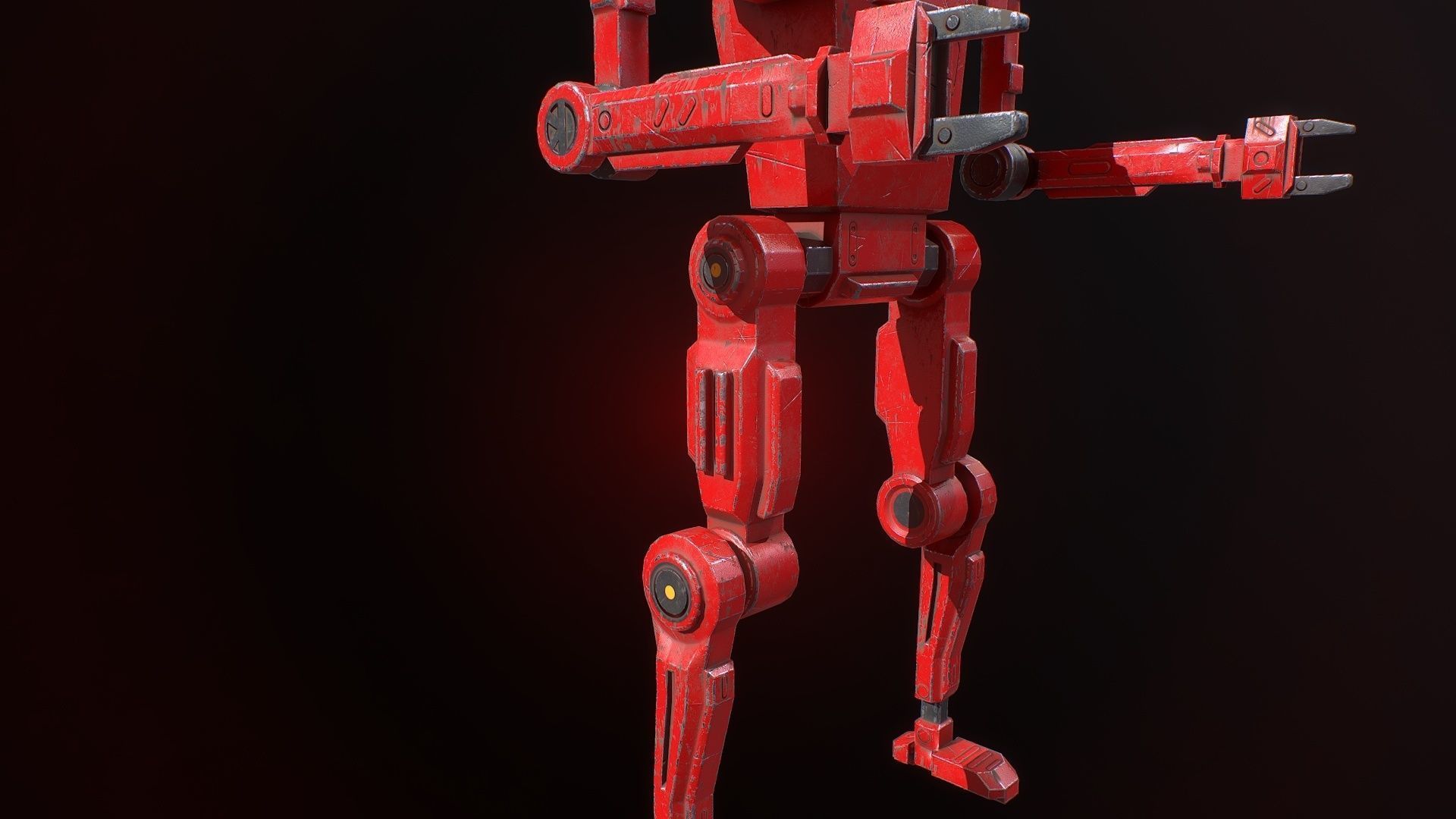 3D model Low poly sci fi red worker robot character VR / AR / low-poly ...