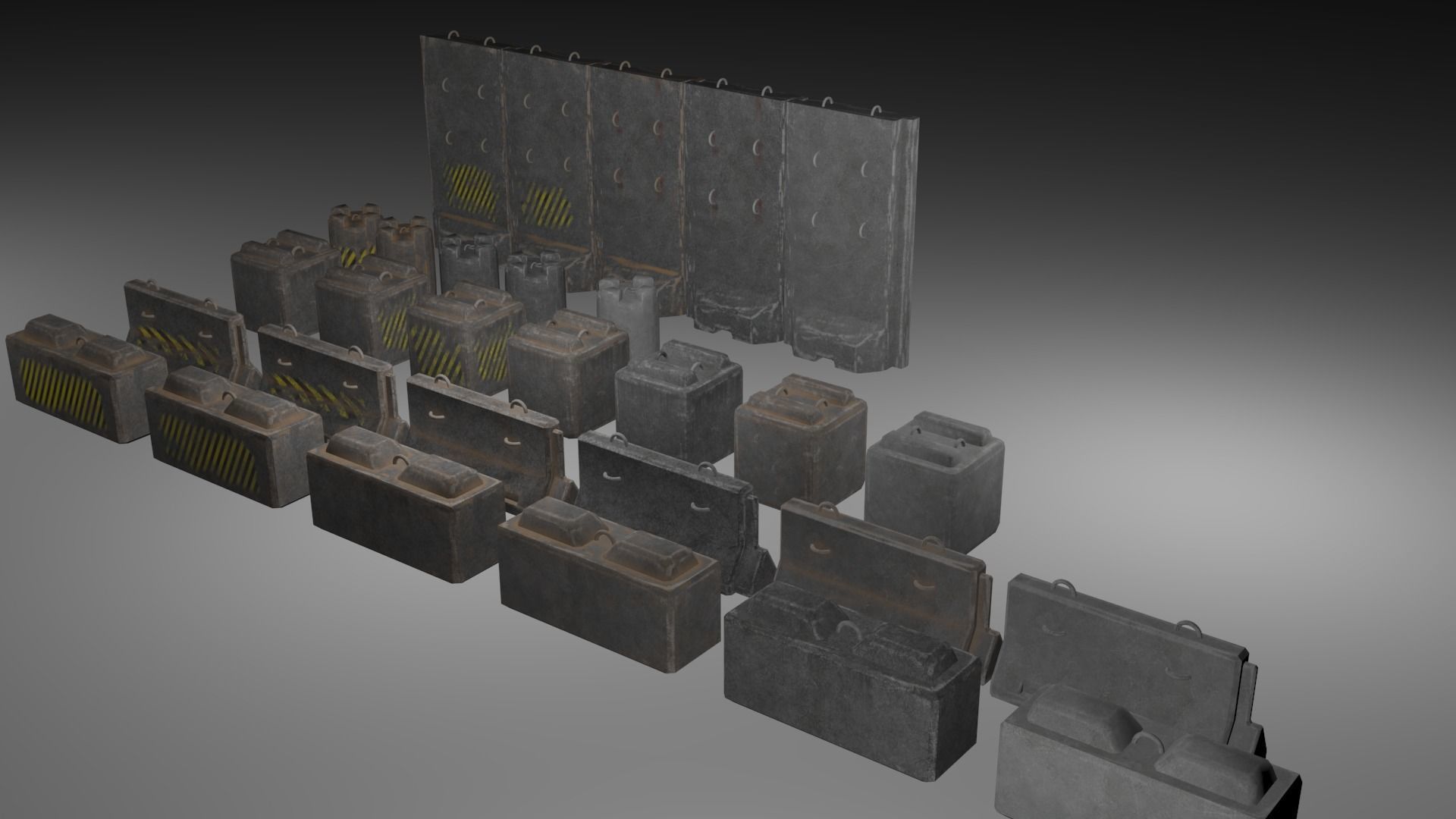 3D model Concrete Barriers Pack VR / AR / low-poly | CGTrader
