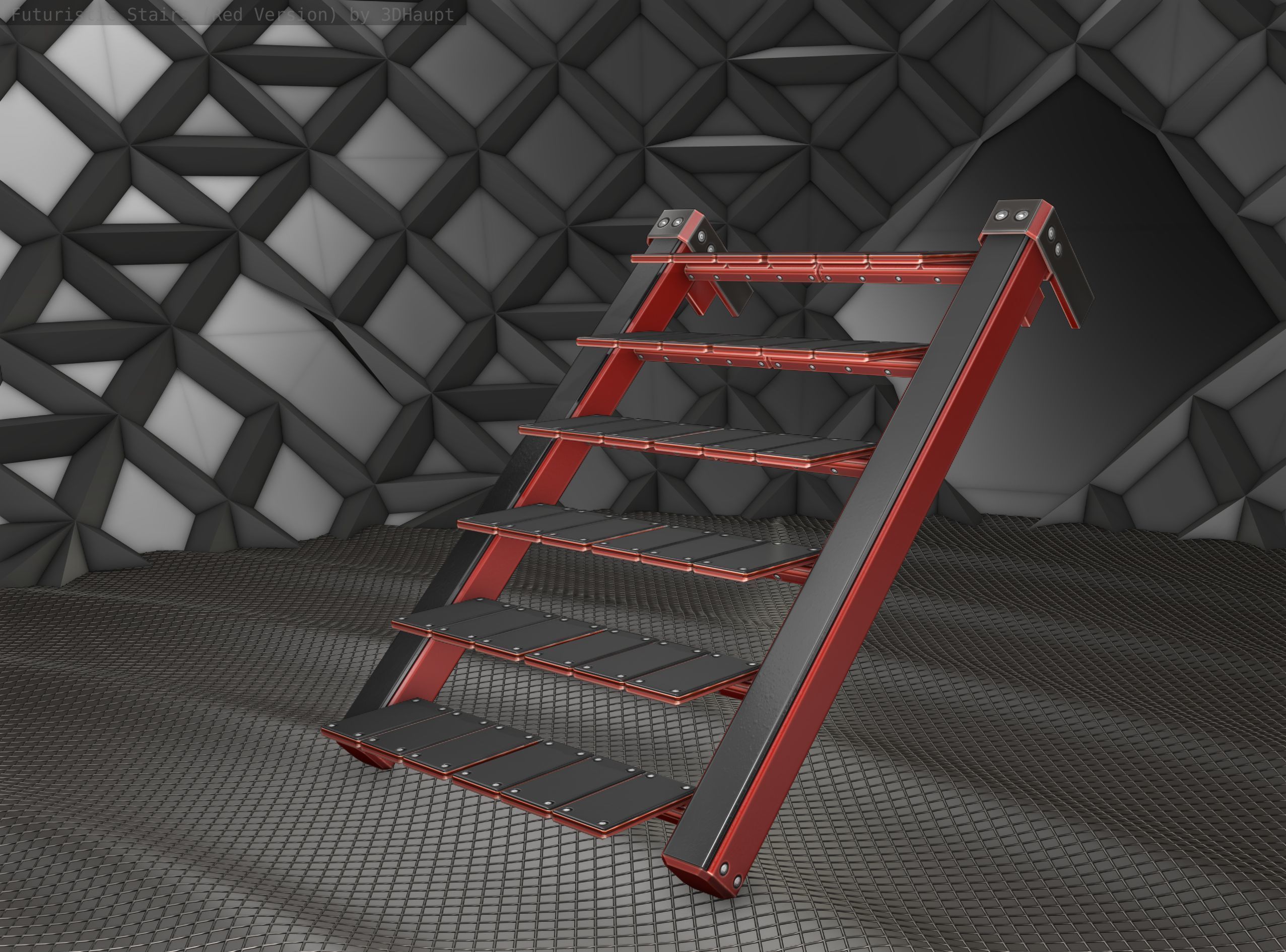 3D model Sci-Fi Stairs - 14- Red Version VR / AR / low-poly | CGTrader