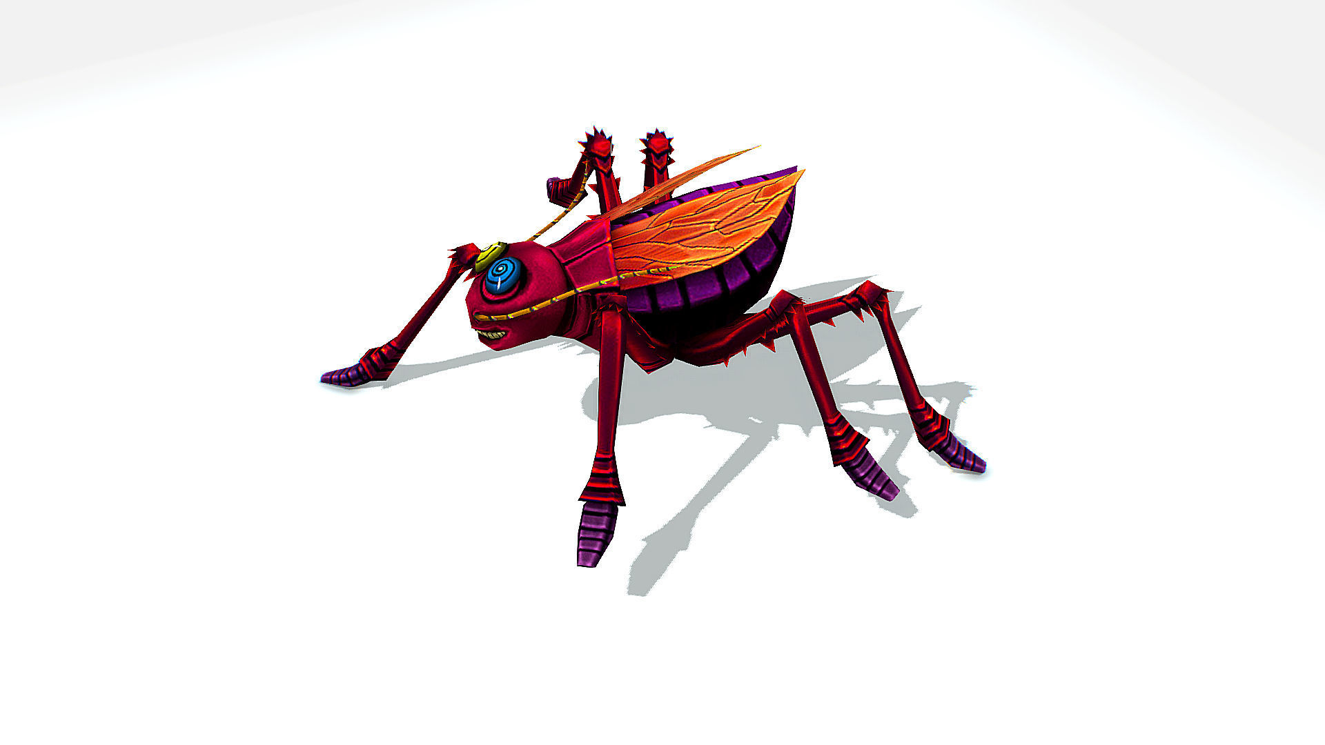 3D model Animated Funny Cartoon Crazy Insect Roach VR / AR / low-poly ...
