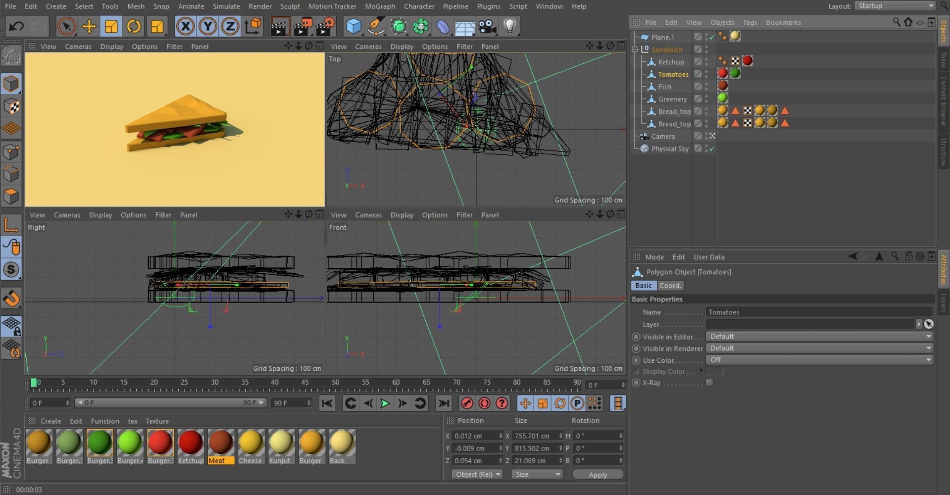 3D model Cartoon Low Poly Sandwich VR / AR / low-poly | CGTrader