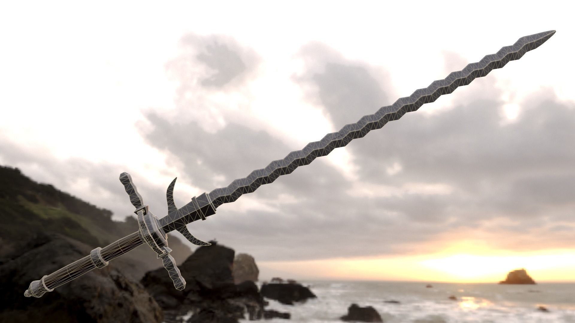 3D model Medieval flamberge VR / AR / low-poly | CGTrader