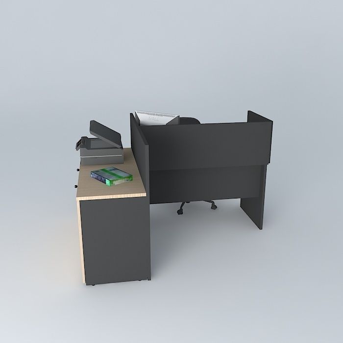 Workstation with printer pool free 3D model | CGTrader