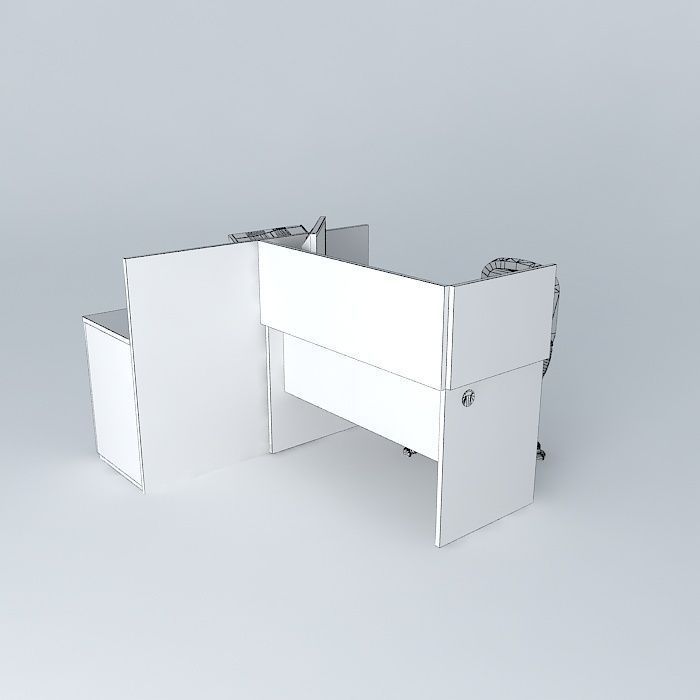 Workstation with printer pool free 3D model | CGTrader