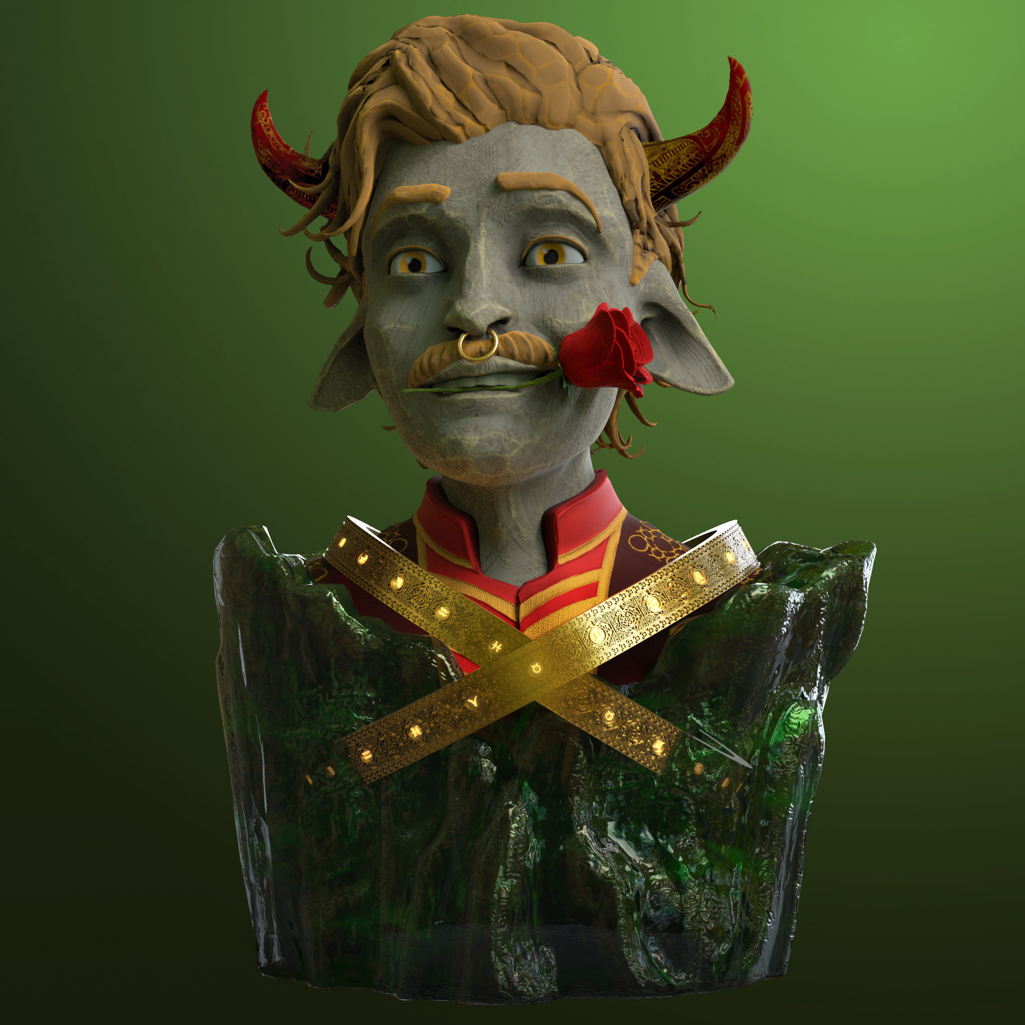 Colored 3D Printable Statue Zodiac Sign Taurus free VR / AR / low-poly ...