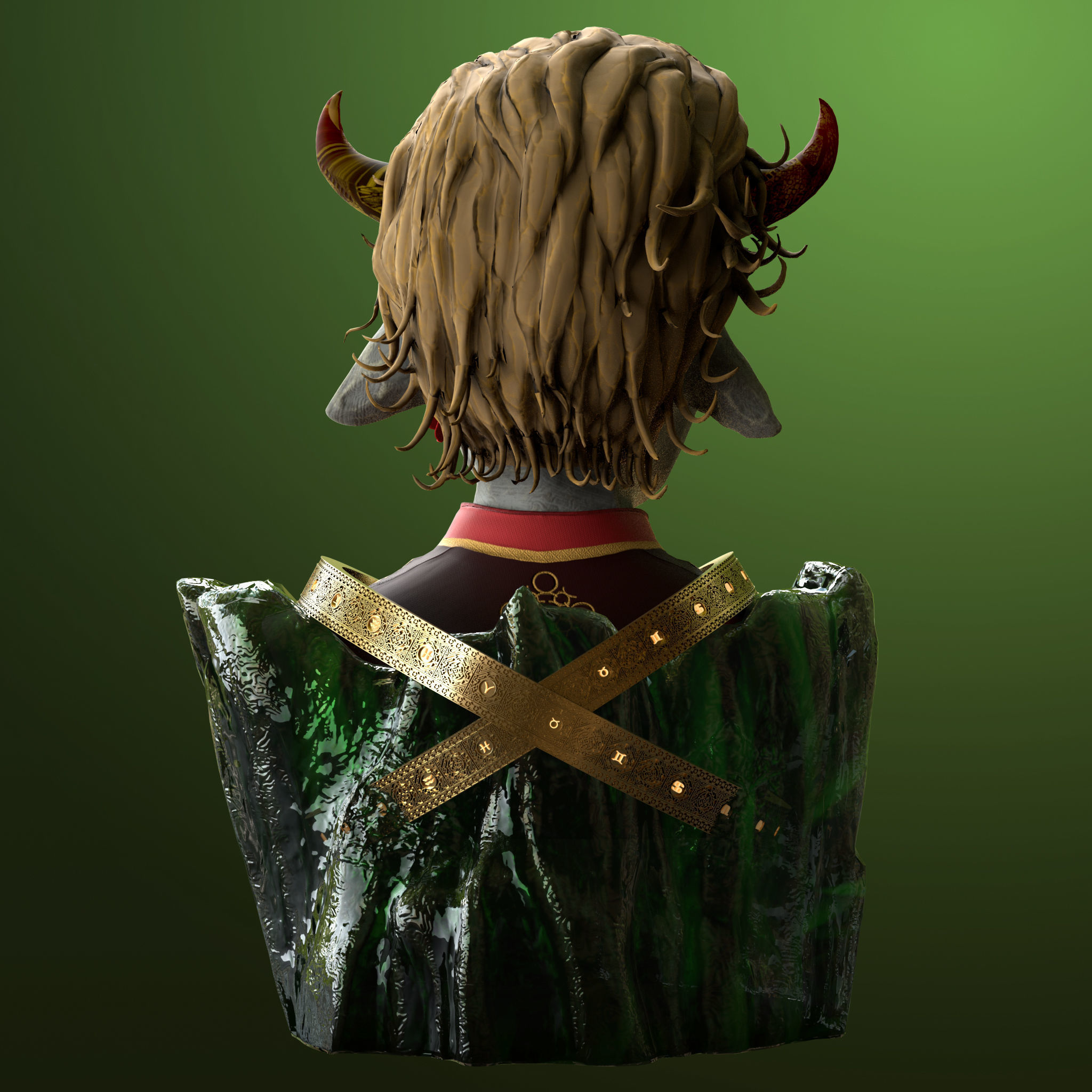 Colored 3D Printable Statue Zodiac Sign Taurus free VR / AR / low-poly ...