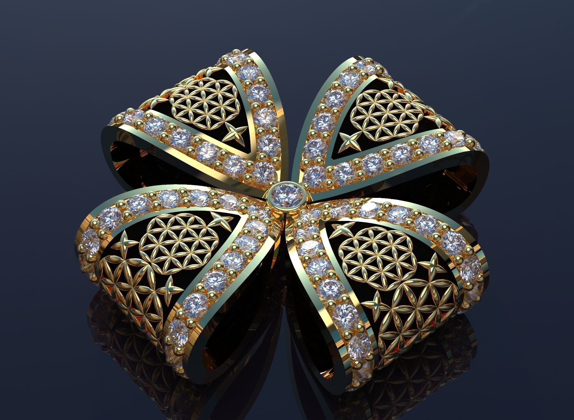 Necklace bow Flower of life with enamel 3D print model 3D model 3D ...