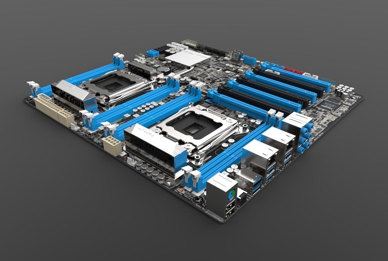 Asus Z9PE-D8 WS Dual-Socket 2011 Motherboard 3D model | CGTrader
