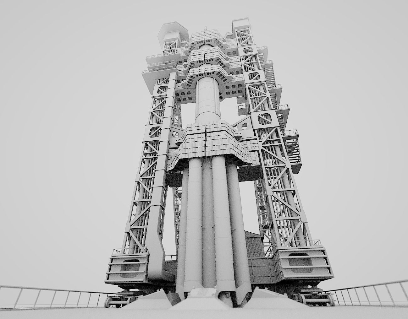 Proton Rocket launch pad 3D model rigged | CGTrader