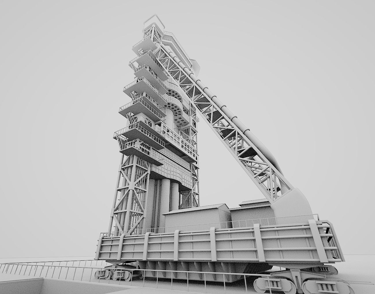 Proton Rocket launch pad 3D model rigged | CGTrader