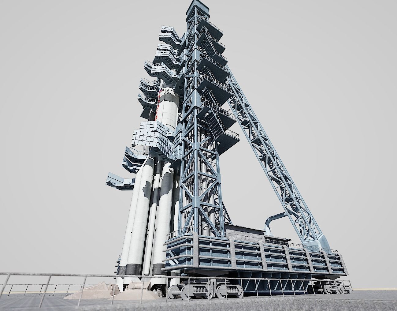 Proton Rocket launch pad 3D model rigged | CGTrader