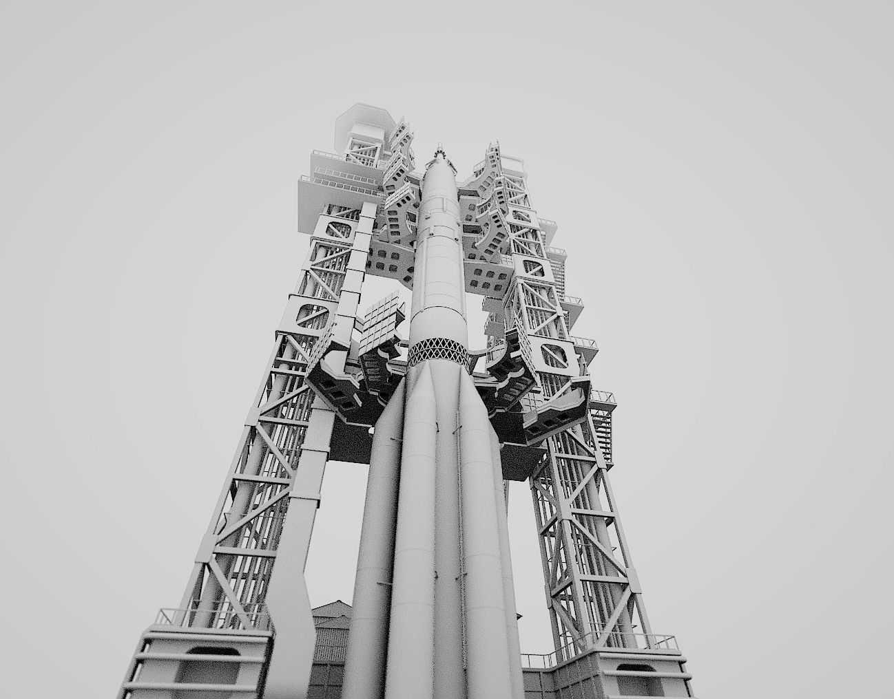 Proton Rocket launch pad 3D model rigged | CGTrader