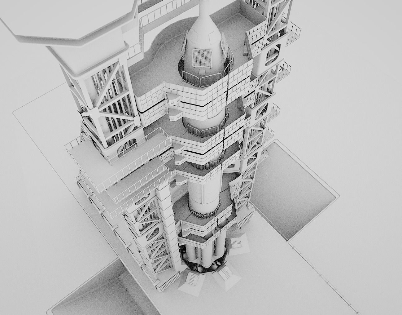 Proton Rocket launch pad 3D model rigged | CGTrader