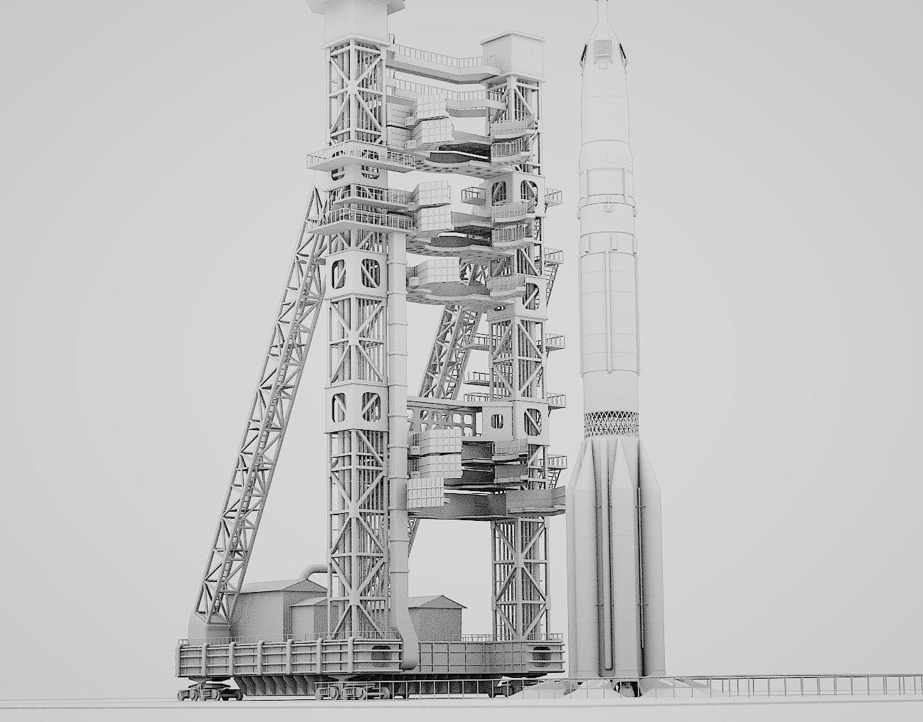 Proton Rocket launch pad 3D model rigged | CGTrader