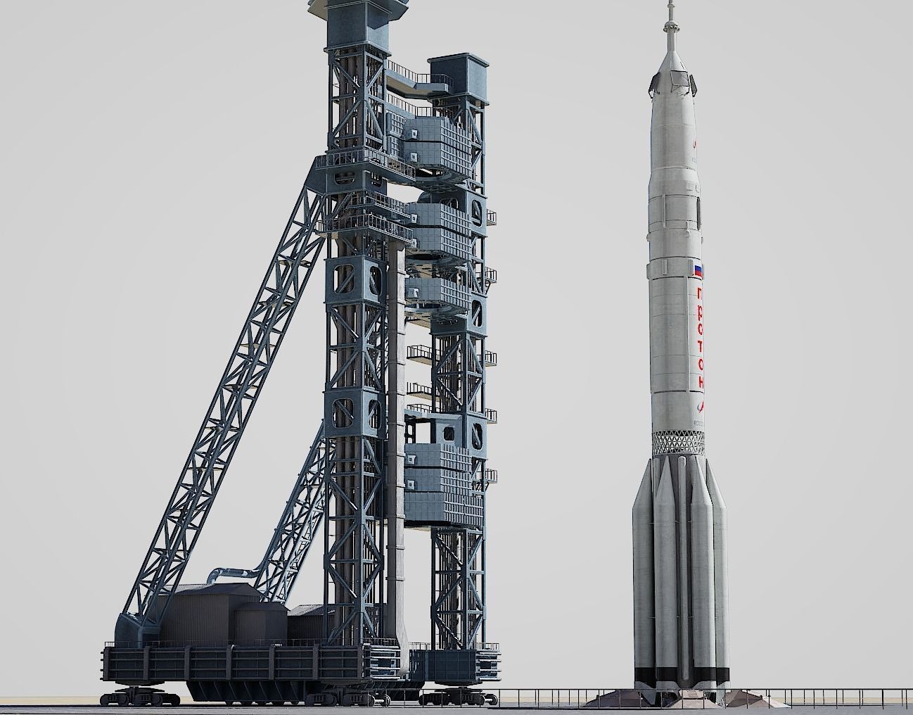 Proton Rocket launch pad 3D model rigged | CGTrader