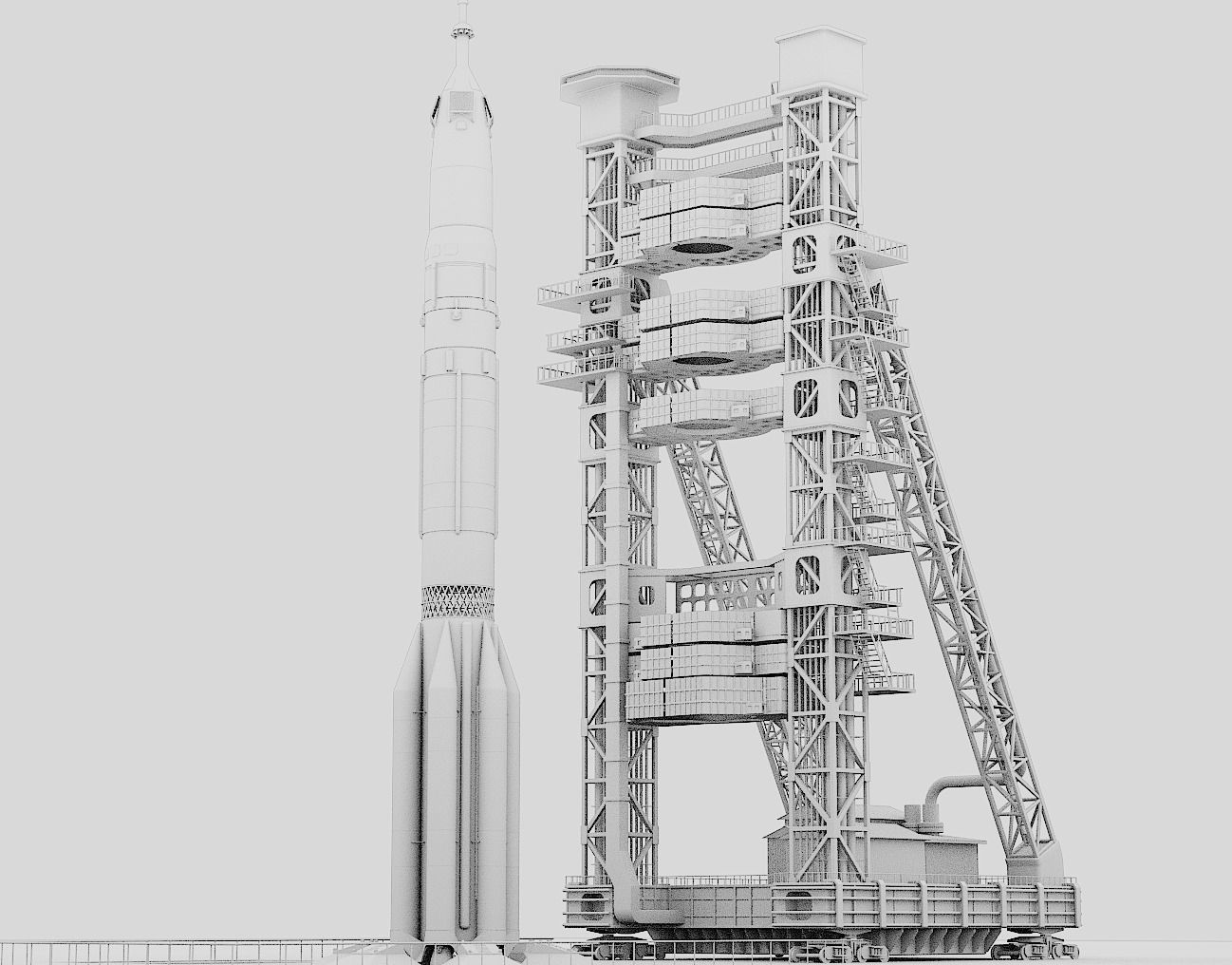 Proton Rocket launch pad 3D model rigged | CGTrader