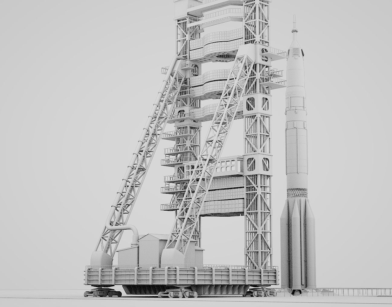 Proton Rocket launch pad 3D model rigged | CGTrader