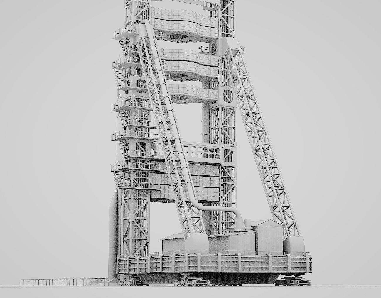 Proton Rocket launch pad 3D model rigged | CGTrader