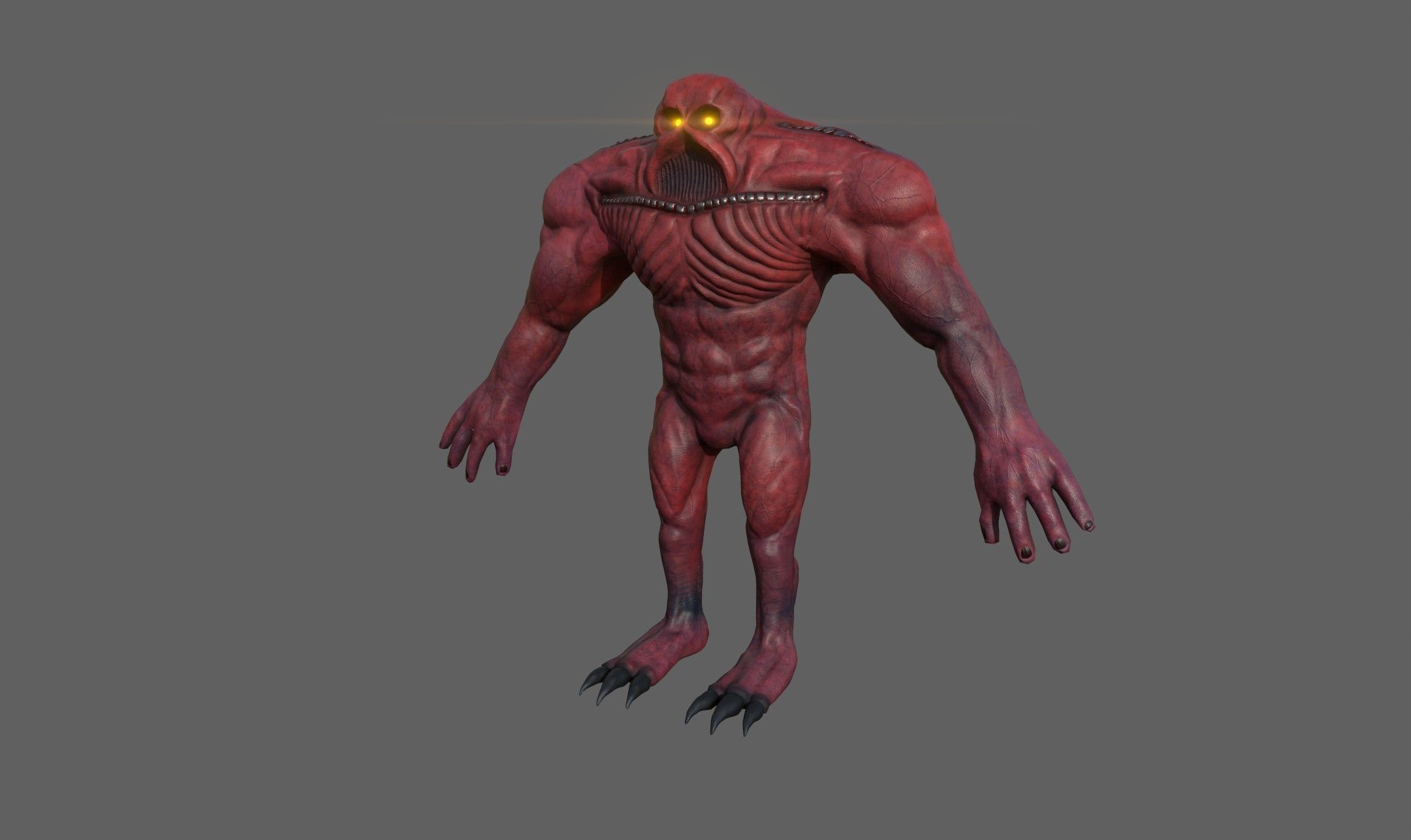 3D model Big alien enemy - Rigged - Animated - PBR - lowpoly VR / AR ...