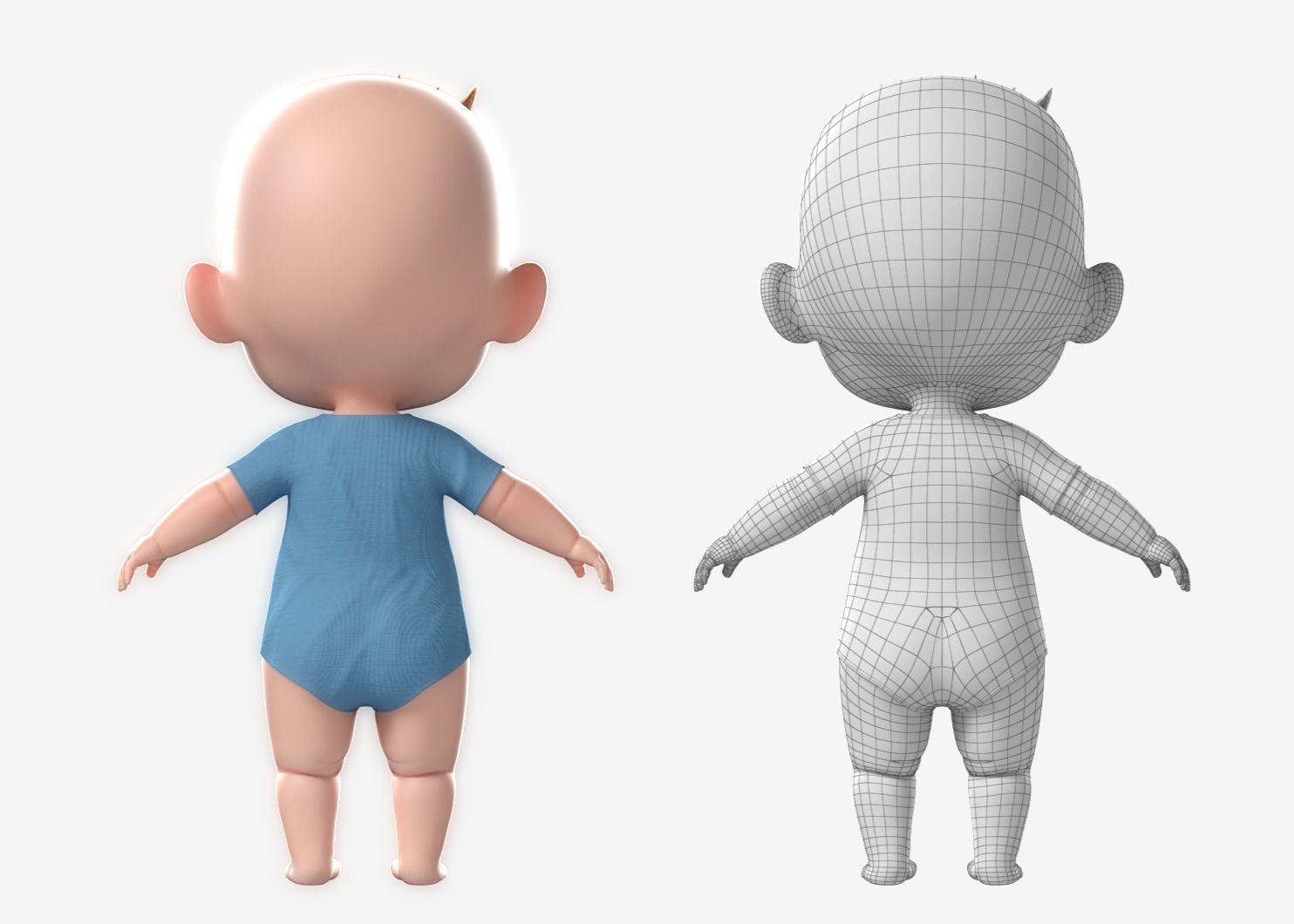 Cartoon Baby Twin Rigged 3D model rigged | CGTrader