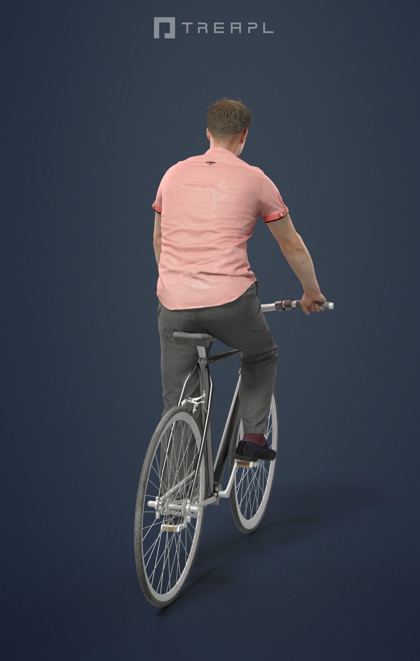 Mistery Smartly Dressed Man Riding His Bicycle 3D model | CGTrader