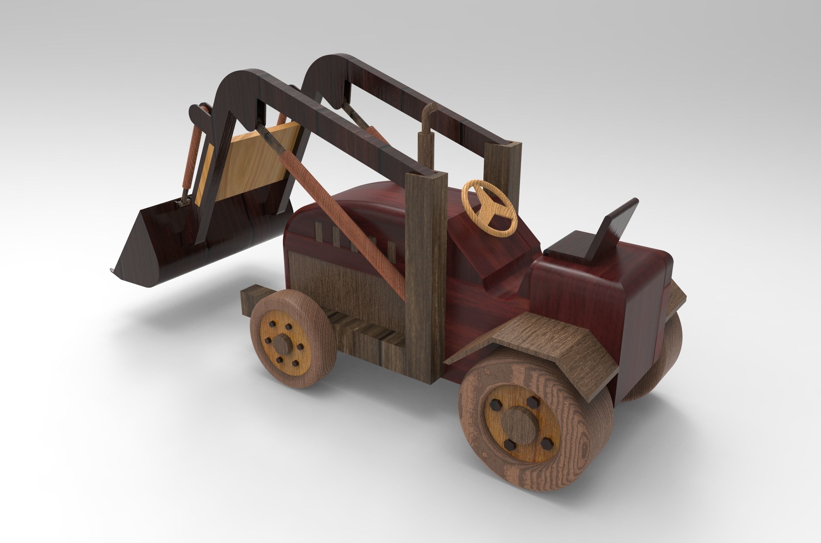Wooden Wheel Loader Toy free 3D model | CGTrader