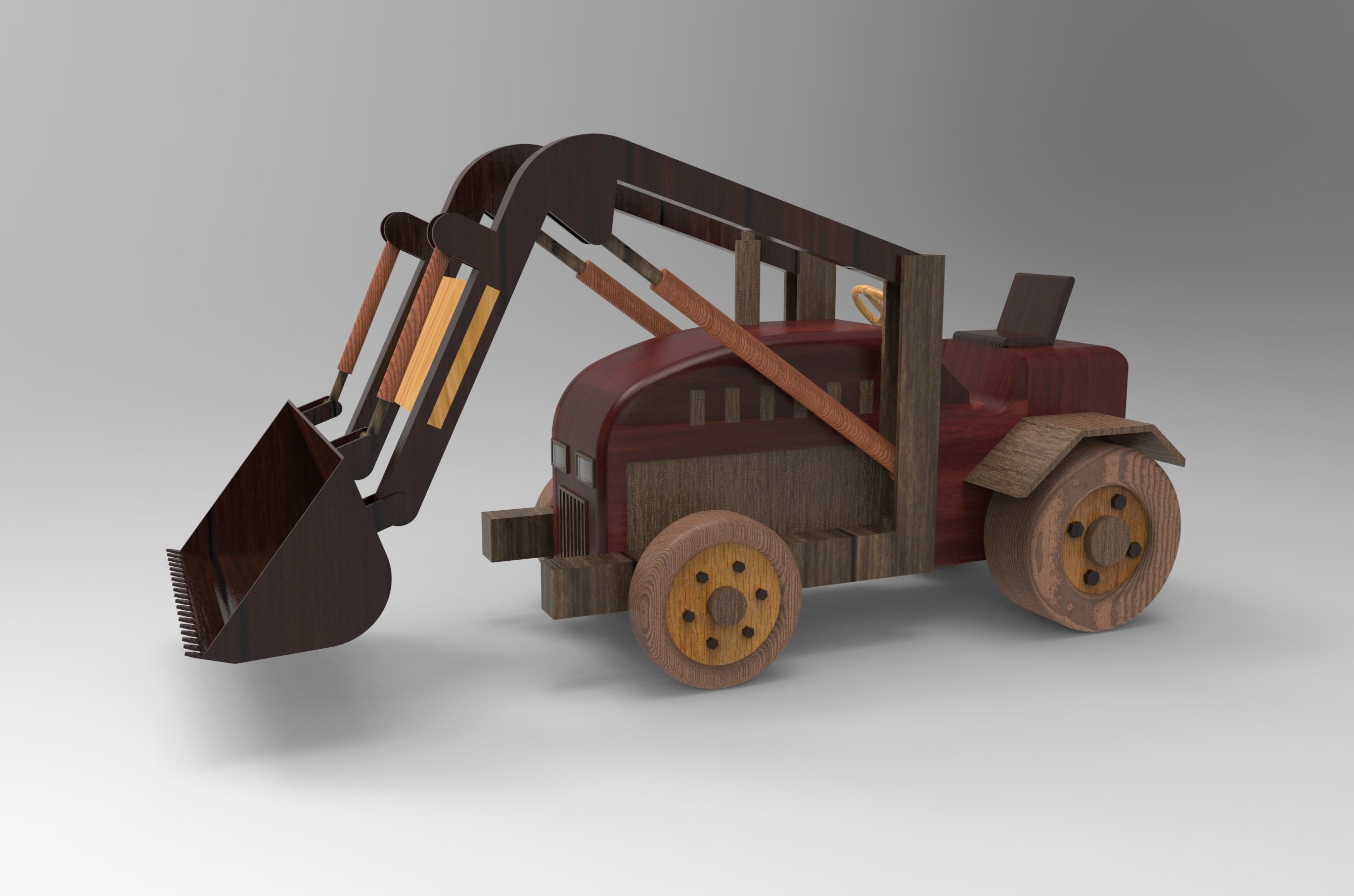 Wooden Wheel Loader Toy free 3D model | CGTrader