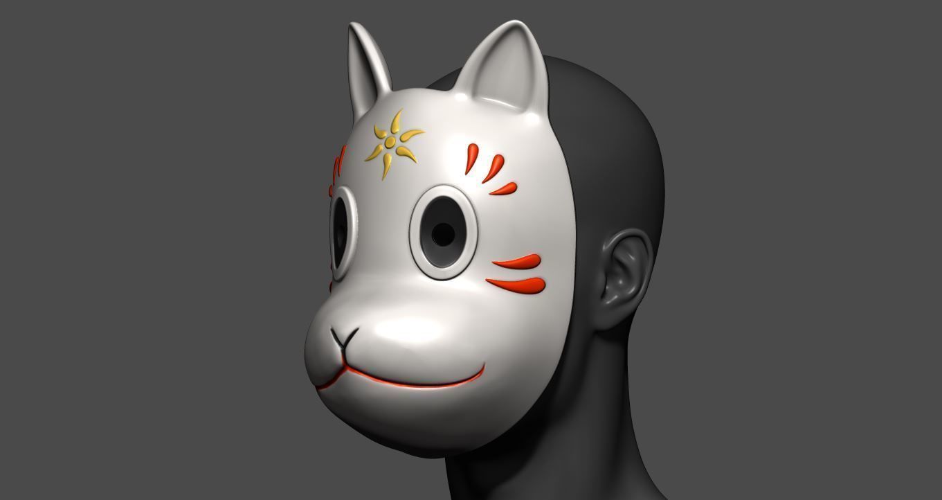 GIN MASK - FOX MASK from anime 3D model 3D printable | CGTrader