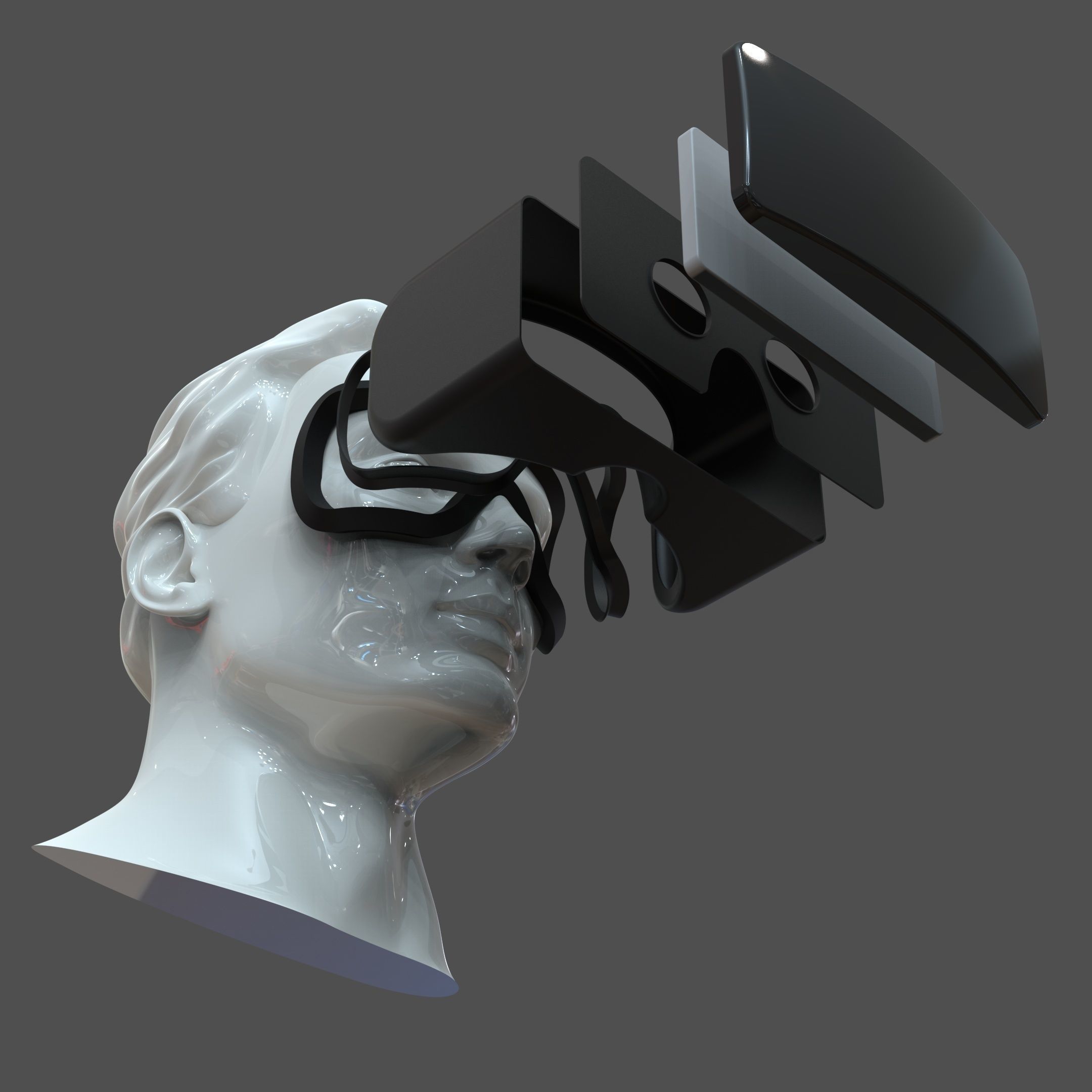 CAD Male Head Model M2P1D0V1head and VR headset template 3D model ...