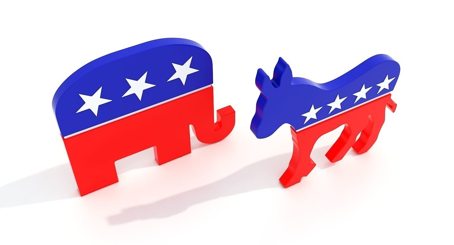 Democratic Donkey and Republican Elephant political symbols 3D model ...