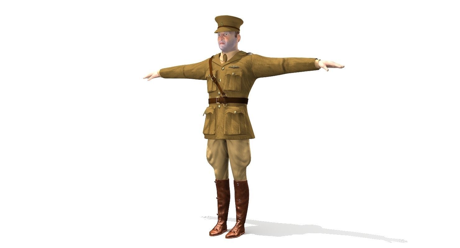 Aviator WWI British Pilot - Low poly - rigged - animated 3D model ...