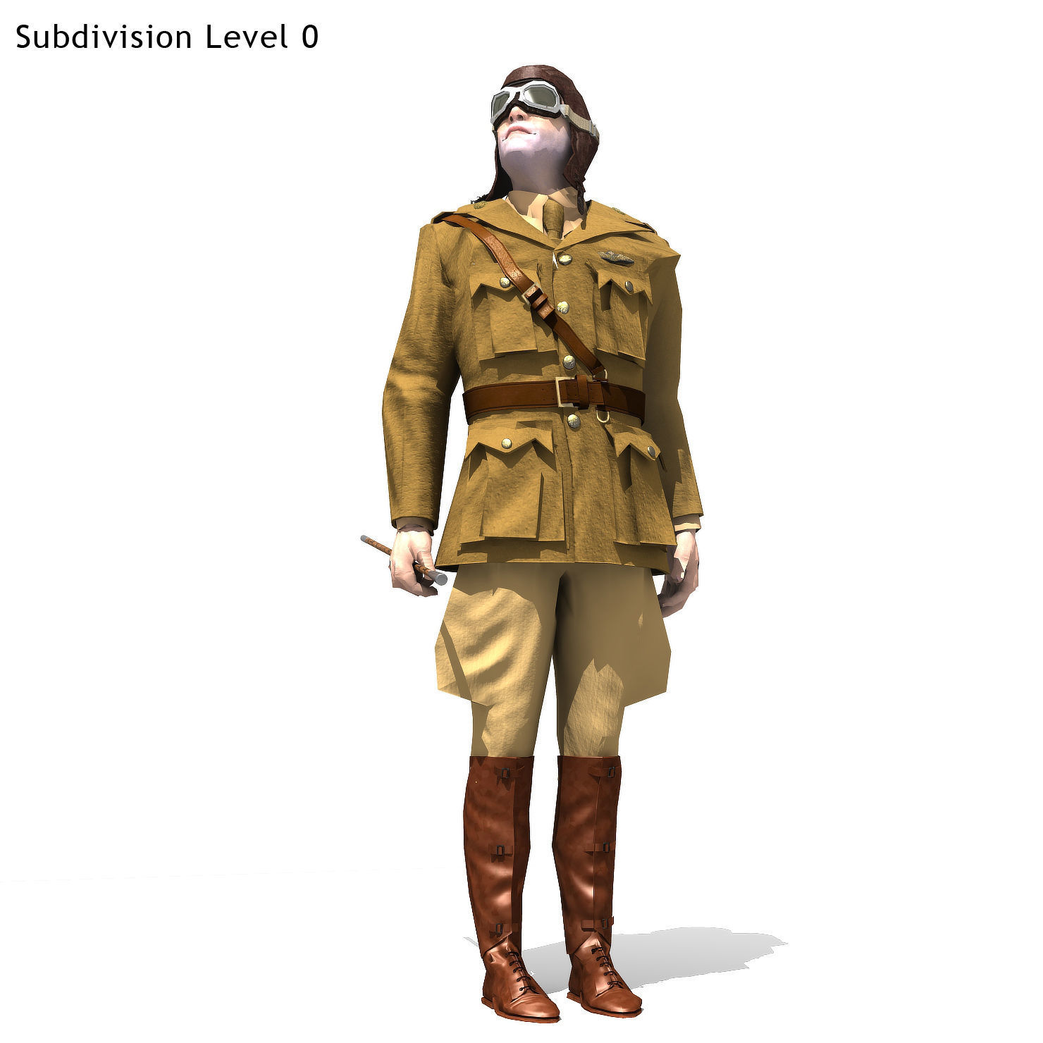 Aviator WWI British Pilot - Low poly - rigged - animated 3D model ...