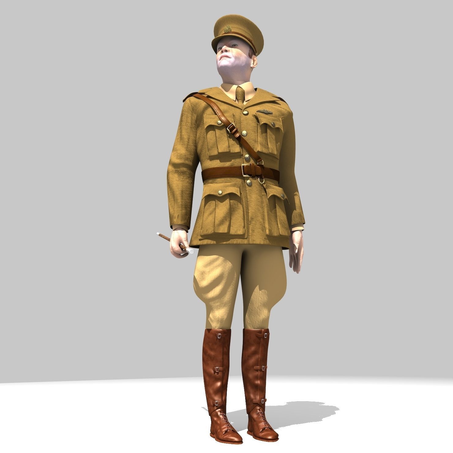 Aviator WWI British Pilot - Low poly - rigged - animated 3D model ...