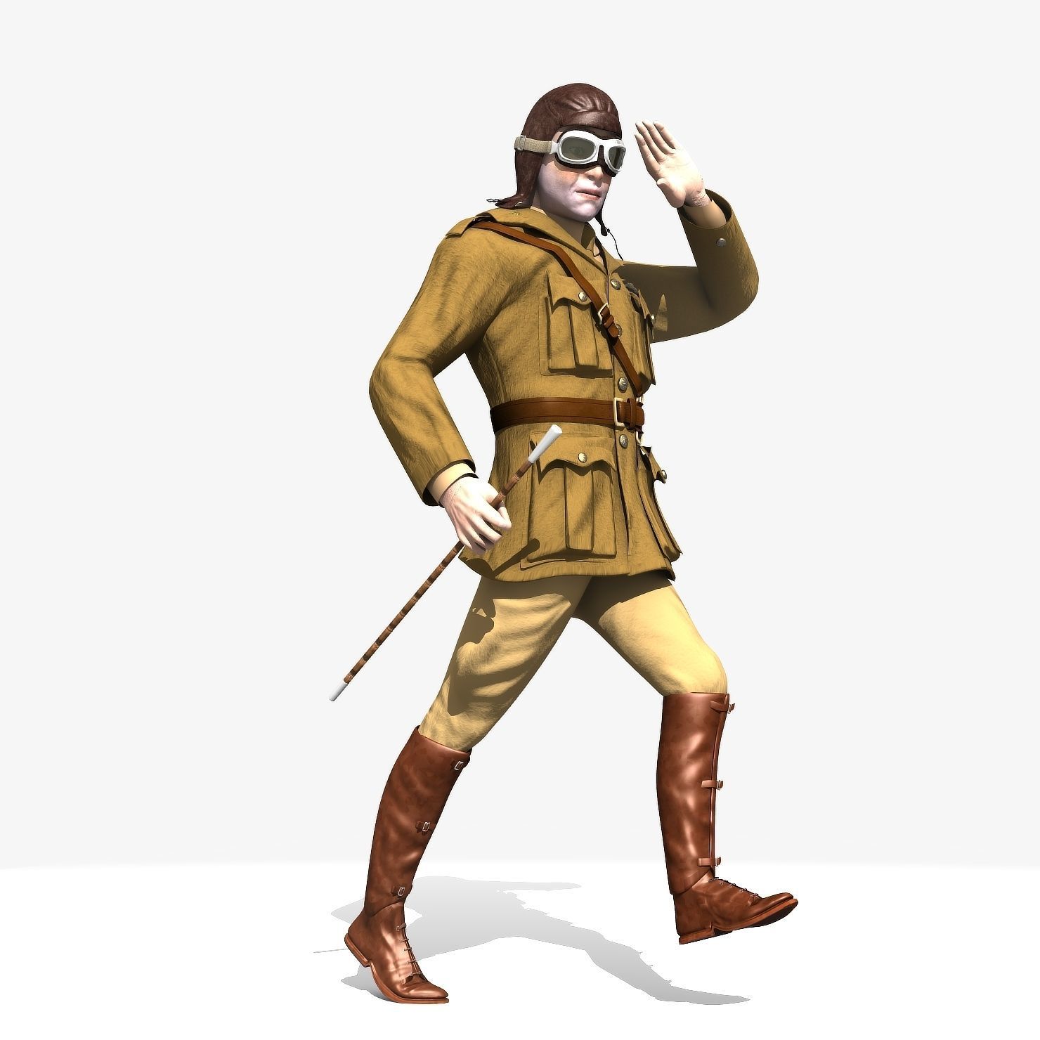 Aviator WWI British Pilot - Low poly - rigged - animated 3D model ...