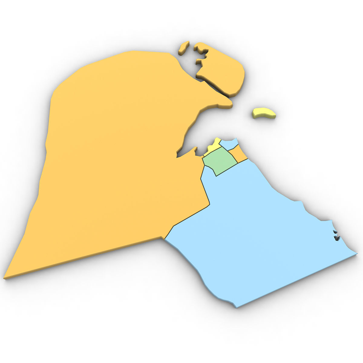 3d Political Map of Kuwait 3D model | CGTrader