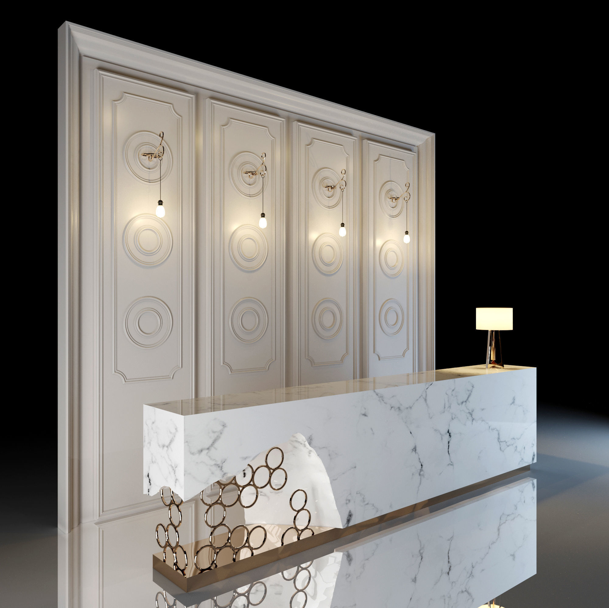 Reception cabinet with circular pattern 3D model | CGTrader