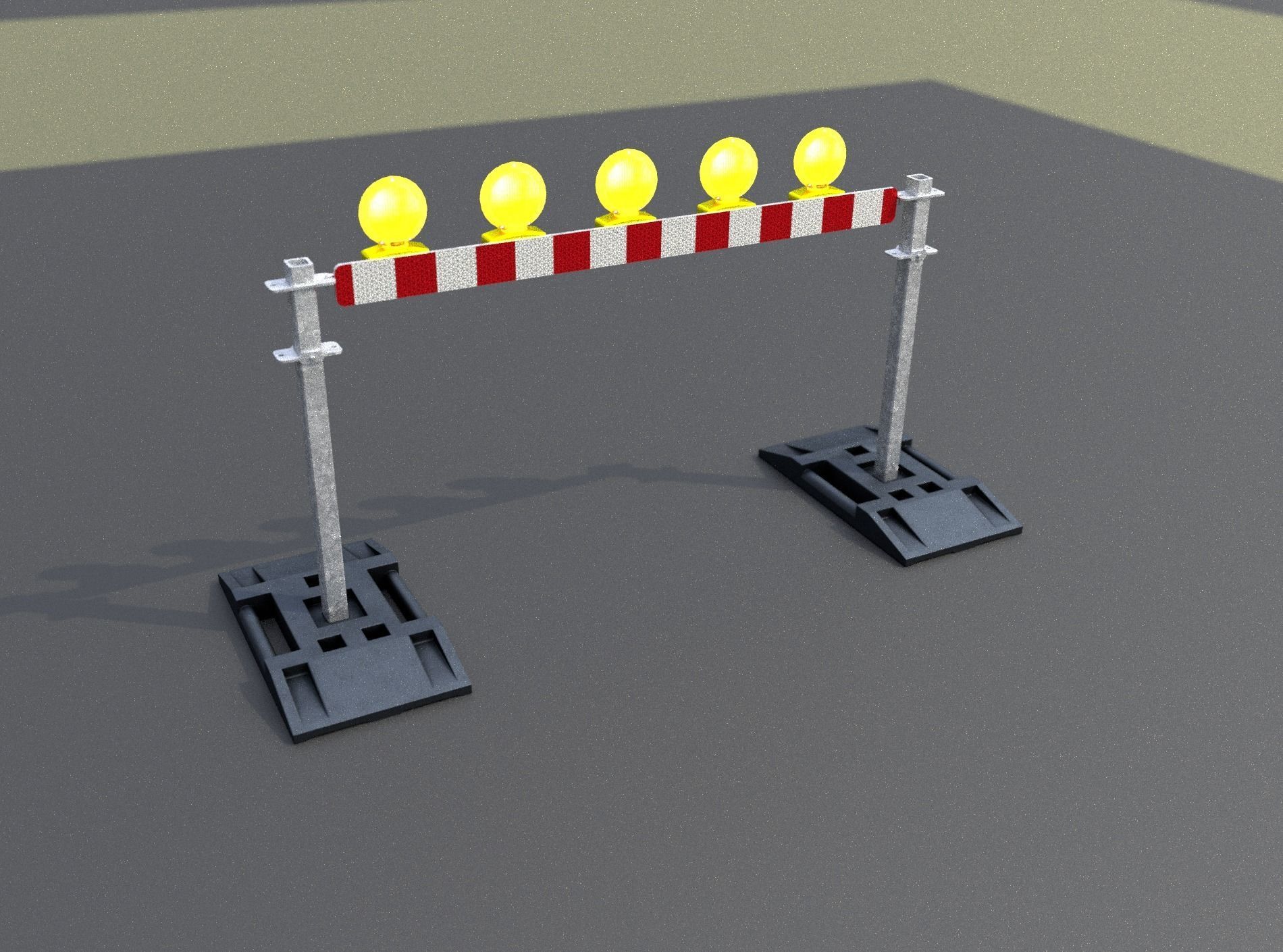 3D model Construction Barrier 7 with animated lights 600-32 100x1600mm ...
