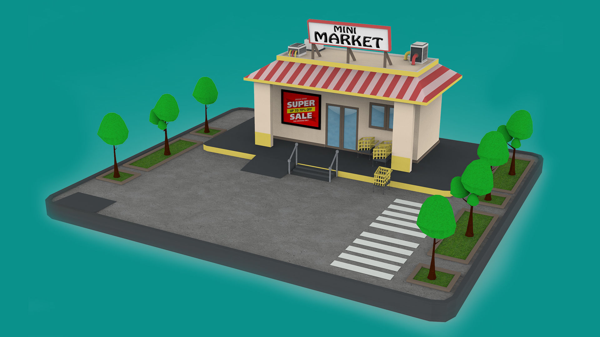 3D model Low Poly Market Pack VR / AR / low-poly | CGTrader