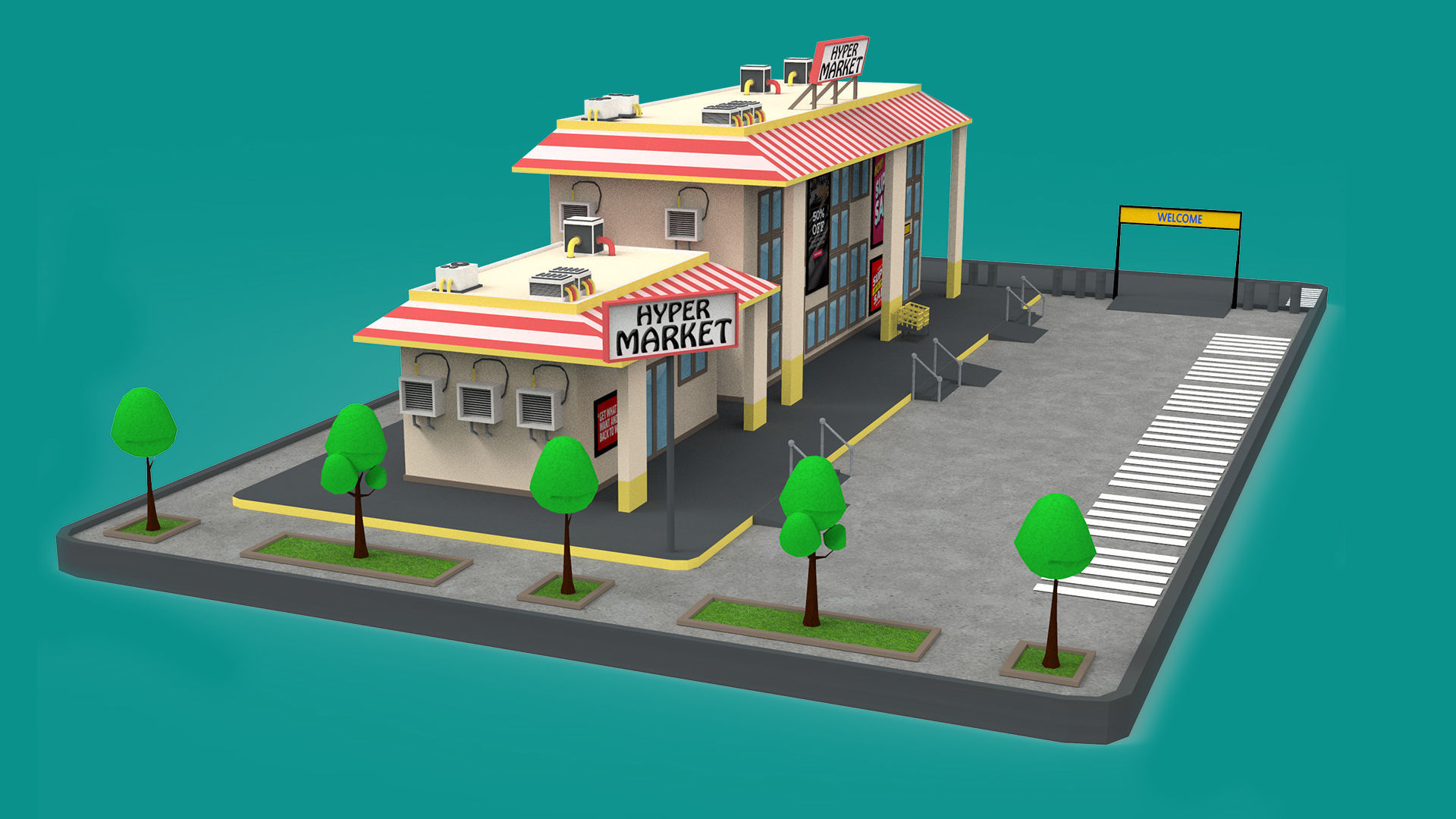 3D model Low Poly Market Pack VR / AR / low-poly | CGTrader