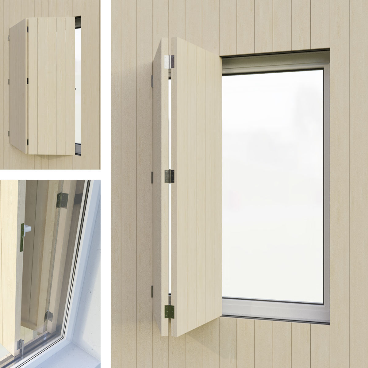 Shutters 4 window with wooden frame 3D model | CGTrader
