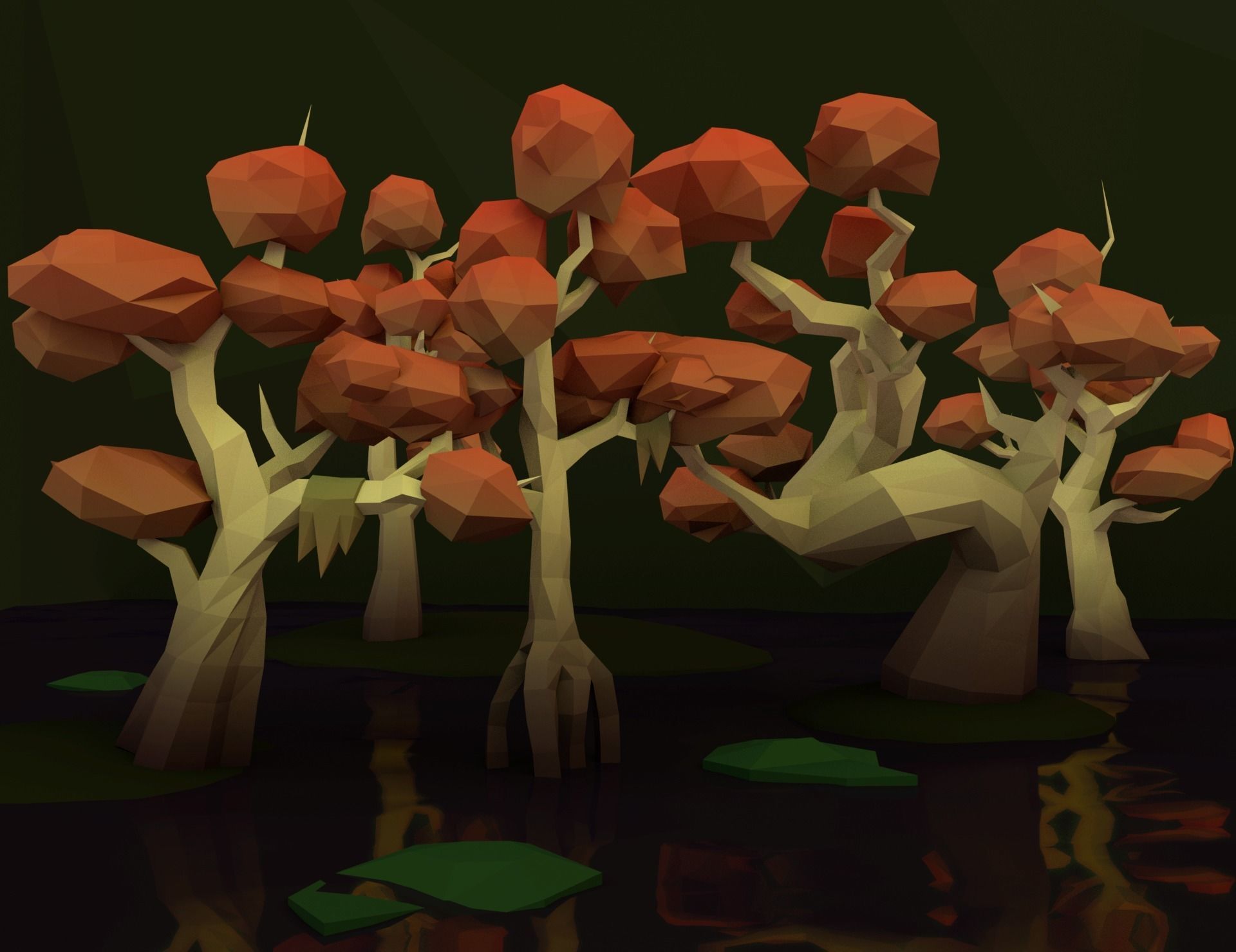 3D model Swamp Assets - Trees Pack Low-Poly Marsh VR / AR / low-poly ...