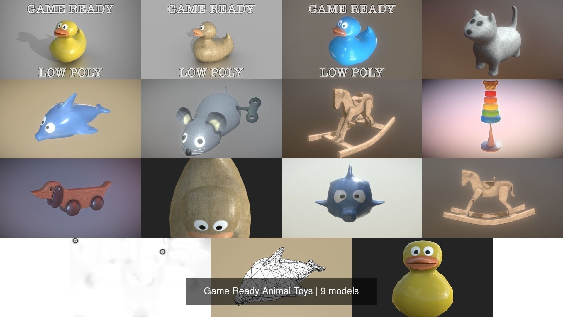 3D Model Collection Game Ready Animal Toys VR / AR / low-poly | CGTrader