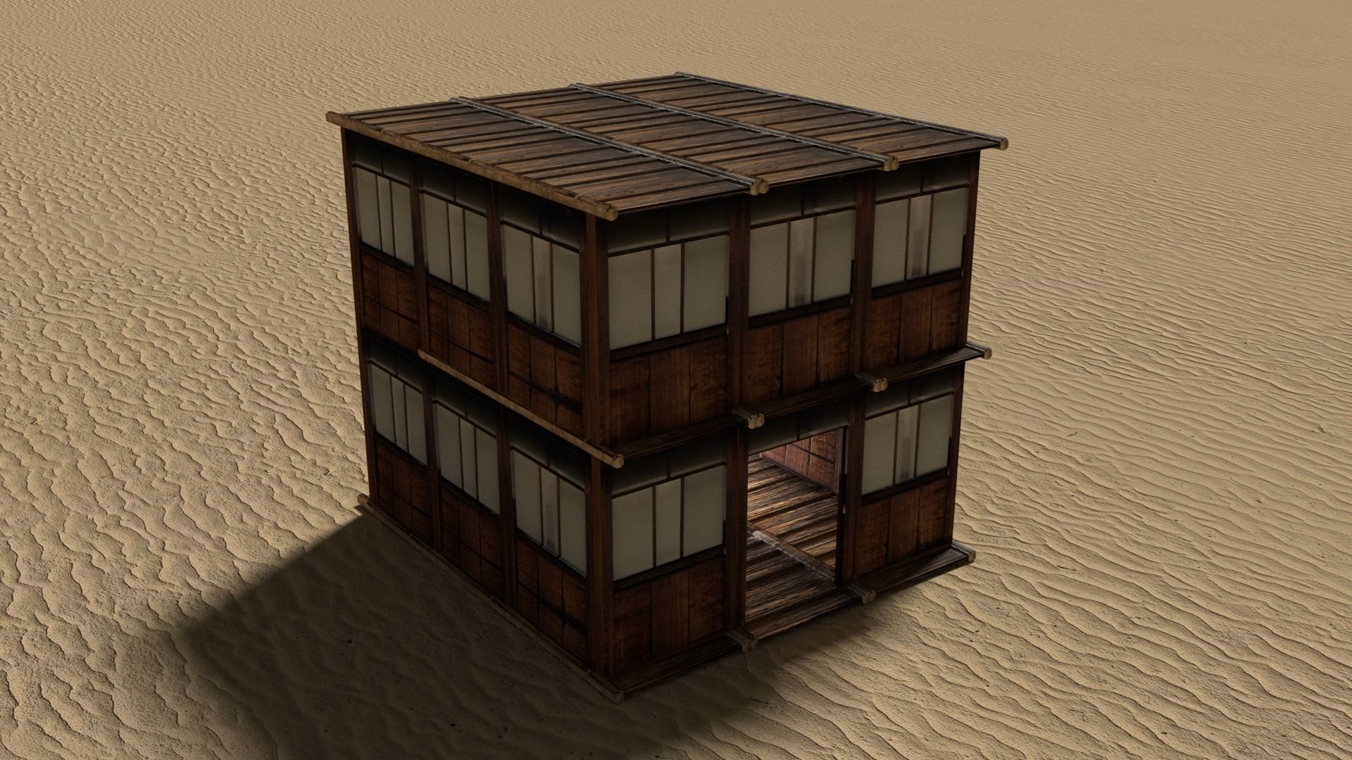 3D model Modular Wooden Desert Houses Interior Exterior 4k Shanty Shack ...