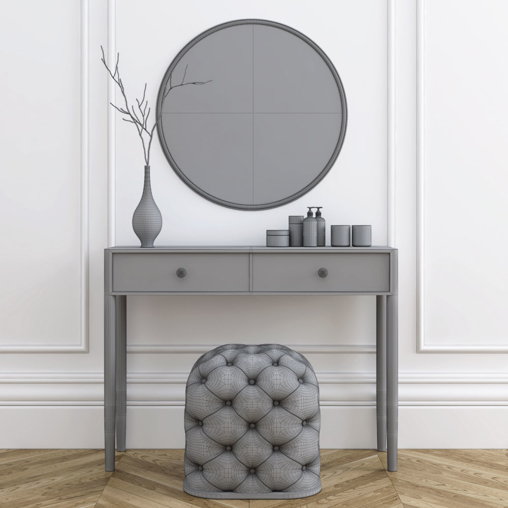 Dressing table with pouf 3D model | CGTrader